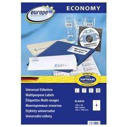 Europe 100 ELA024 Universal-Etiketten 105 x 148.5 mm Papier Wei&szlig; 400 St. Permanent haftend Tintenstrahldrucker, Laserdrucker, Farblaserdrucker, Kopierer,