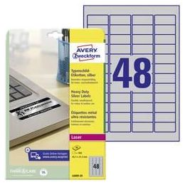 Avery-Zweckform L6009-20 Typenschild-Etiketten 45.7 x 21.2 mm Polyester-Folie Silber 960 St. Permanent haftend Laserdrucker, Kopierer, Handbeschriftung