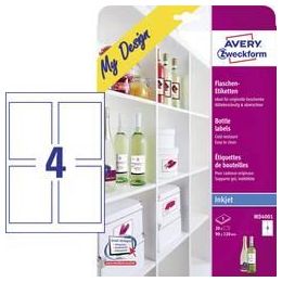 Avery-Zweckform MD4001 Flaschenetiketten 90 x 120 mm Papier Wei&szlig; 20 St. Permanent haftend Tintenstrahldrucker