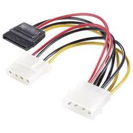 Renkforce Strom Y-Adapter [1x IDE-Strom-Stecker 4pol. - 1x SATA-Strom-Buchse 15pol., IDE-Strom-Buchse 4pol.] 0.15 m Schwarz, Rot, Gelb