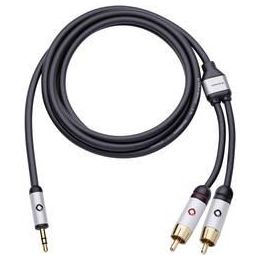 Cinch / Klinke Audio Anschlusskabel [2x Cinch-Stecker - 1x Klinkenstecker 3.5 mm] 3.00 m Schwarz vergoldete Steckkontakte Oehlbach i-Connect J-35/R