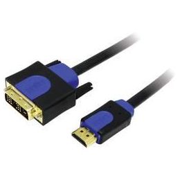 LogiLink DVI / HDMI Adapterkabel DVI-D 18+1pol. Stecker, HDMI-A Stecker 2.00 m Schwarz CHB3102 vergoldete Steckkontakte, schraubbar DVI-Kabel