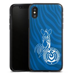 DeinDesign iPhone X Handy Silikon H&uuml;lle Case schwarz Handyh&uuml;lle Merchandise Msv Duisburg Zebra