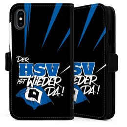 DeinDesign iPhone X Handy Klapph&uuml;lle Handyh&uuml;lle aus Kunst Leder schwarz Flip Case Ascent Hamburger Sv Hsv Sideflip mit langer Lasche