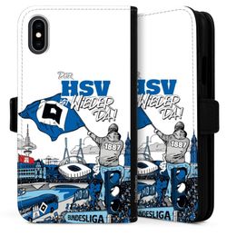 DeinDesign iPhone X Handy Klapph&uuml;lle Handyh&uuml;lle aus Kunst Leder schwarz Flip Case Ascent Hamburger Sv Official Licensed Product Sideflip mit langer Lasche