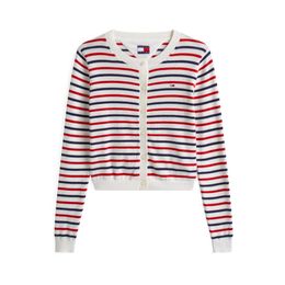 Tommy Jeans Strickjacke 'ESSENTIAL' Damen Gr&ouml;&szlig;e XS navy / rot / wei&szlig;