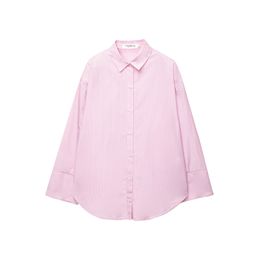 Pull&Bear Pull&bear Bluse Damen Gr&ouml;&szlig;e L hellgrau / rosa / wei&szlig;