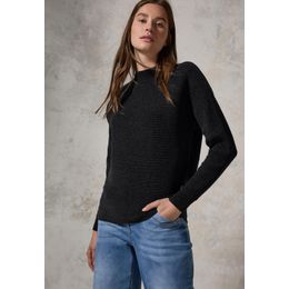 Stehkragenpullover Cecil, Damen, Gr. XL (44), grau (deep charcoal grau), Stoff, 68% Polyester, 32% Baumwolle, unifarben, normal normal, hoch geschlossener Ausschnitt, Bündchen, Pullover, mit Turtleneck