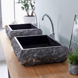 Tikamoon Waschbecken aus Marmor Scrula Slim black
