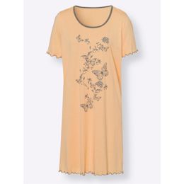 WITT Damen Nachthemd mit Schmetterlings-Druck, apricot, Gr&ouml;&szlig;e 52/54