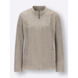 WITT Damen Blazer aus Veloursleder-Imitat, stein, Gr&ouml;&szlig;e 46