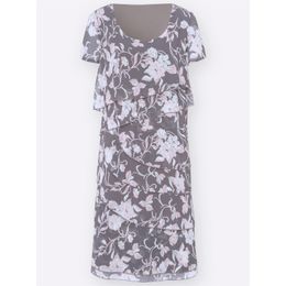 WITT Damen Sommerkleid mit Blumen-Druck, mehrlagig, anthrazit-bedruckt, Gr&ouml;&szlig;e 38