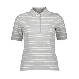 Gant Poloshirt in Grau/ Wei&szlig; - 80% | Gr&ouml;&szlig;e XS | Damen-tops