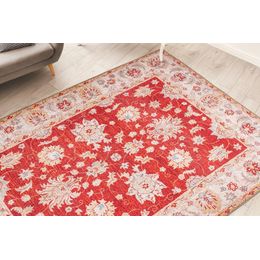 Teppich me gusta, B:75cm H:6mm L:150cm, rot, Polyester, Wohnzimmer, Teppiche, "Faye 625", Flachgewebe, gedrucktes Motiv, Wohnzimmer, Esszimmer