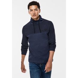 Street One MEN Herren Sweatshirt, blau, Gr. XXXL, unifarben, Web, 100% Baumwolle, Sweatshirts, mit Schalkragen