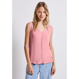 Tr&auml;gertop Street One, Damen, Gr. 36, blush peach, Stoff, Vorderseite: 100% Viskose; R&uuml;ckseite: 95% Viskose, 5% Elasthan, unifarben, normal normal, V-Ausschnitt, B&uuml;ndchen, Tops Tr&auml;gertop, mit V-Ausschnitt