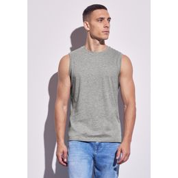 Street One MEN Herren Tanktop, grau, Gr. XXL, unifarben, Web, 100% Baumwolle, Tops, mit Rundhalsausschnitt