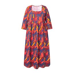 Ulla Popken Kleid Damen Gr&ouml;&szlig;e 54/56 dunkelblau / gelb / rot Winterkleid