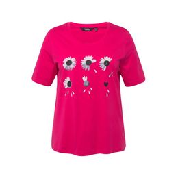 Ulla Popken T-Shirt 'Blütenzauber' Damen Größe XL/XXL grau / hellgrau / magenta / schwarz