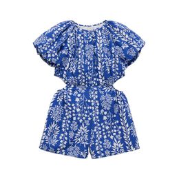 Mango Kids Jumpsuit 'Padthai' M&auml;dchen Gr&ouml;&szlig;e 128 blau / offwhite
