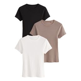 The Set T-Shirt Damen Gr&ouml;&szlig;e L taupe / schwarz / wei&szlig;