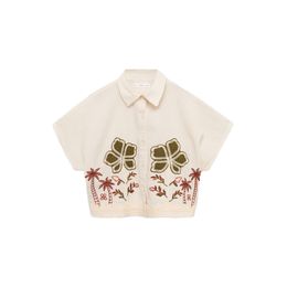 Mango Kids Bluse 'PALMEIRA' M&auml;dchen Gr&ouml;&szlig;e 122 creme / oliv / karminrot