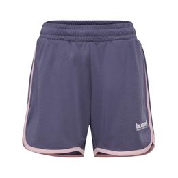 Hummel Sportshorts Jungen Gr&ouml;&szlig;e 134/140 hellgrau / lila / pflaume