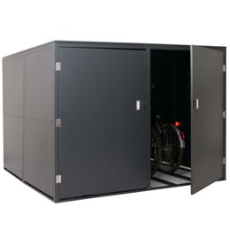 4er-Fahrradgarage MCW-L56c, Ger&auml;tehaus Fahrradbox mit Ablage, abschlie&szlig;bar Metall 160x222x208cm ~ anthrazit