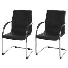 MCW 2er-Set Esszimmerstuhl Perm, Freischwinger K&uuml;chenstuhl Lehnstuhl Stuhl, Stahl ~ schwarz