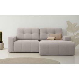Ecksofa Home Affaire "Turnon, Lounge-sofa, Breite 221 cm", braun (latte), B:221cm H:84cm T:153cm, 100% Polyester, Sofas, Ecksofa, Chenille, mit Knopf- und Doppelsteppung, elegantes Aussehen