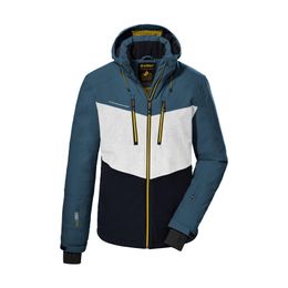 Skijacke Killtec "KSW 45 MN SKI JCKT", Herren, Gr. M, blau (stahlblau), Oberstoff: 100% Polyester, Futter: 100% Polyester, Füllung: 100% Polyester, Jacken, Trendige, wasserdichte Skijacke mit abnehmbarer Kapuze und Schneefang