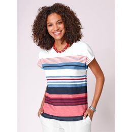 WITT Damen Ringelshirt aus reiner Baumwolle, marine-erdbeere-geringelt, Größe 36