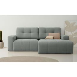 Ecksofa Home Affaire, B:221cm H:84cm T:153cm, grau, 100% Polyester, Wohnzimmer, Sofas, "Turnon, Lounge-sofa, Breite 221 cm", Chenille, mit Knopf- und