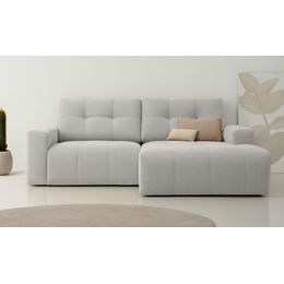 Ecksofa Home Affaire, B:221cm H:84cm T:153cm, grau, 100% Polyester, Wohnzimmer, Sofas, "Turnon, Lounge-sofa, Breite 221 cm", Chenille, mit Knopf- und
