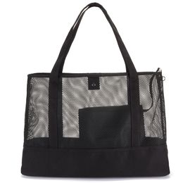 Vivance Kinder Shopper "Strandtasche", schwarz, Textil, Mesh, transparent, unifarben, Taschen, Schultertasche,Tragetasche, Sommertasche,Netzoptik,