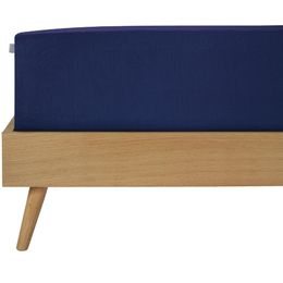 Spannbettlaken Schiesser, B:100cm L:200cm, blau, Jersey-Elasthan, Obermaterial: 95% Baumwolle, 5% Elasthan, Bettlaken, "Flexi aus 95% Baumwolle und
