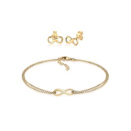 Elli Damen Schmuckset "Infinity Symbol Armband Ohrstecker Set 925 Silber", onesize, ohne Stein, gold, Silber 925 (Sterlingsilber), Schmuck_Sets