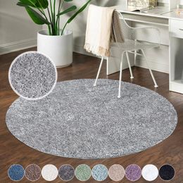 Hochflor-Teppich Carpet City, H:30mm &Oslash;:80cm, grau, Polypropylen, Teppiche, "City Shaggy", Teppich Langflor, Uni, Shaggy, flauschig-weich