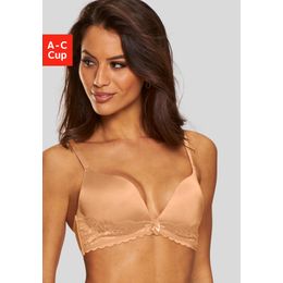 Lascana Damen Push-up-BH, Gr. 75, braun, Microtouch, Obermaterial: 60% Polyamid, 35% Polyester, 5% Elasthan, BHs, ohne Bügel, mit extra flachen