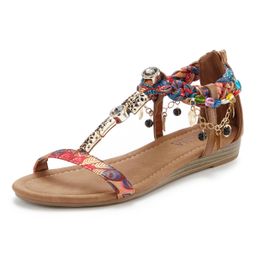 Lascana Damen Sandale "Sommerschuh, Sandalette", Gr. 39, bunt, Obermaterial: 50% Lederimitat, 50% Textilmaterial. Decksohle: 100% Lederimitat.