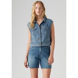Levi's Jeansweste LEVI'S "SHRUNKEN 90s VEST", Damen, Gr. L (40), stop flaxing vest, Denim/Jeans, Obermaterial: 85% Baumwolle, 15% Leinen, unifarben, gerade hüftlang, Rundhals, Westen, mit Knopfleiste