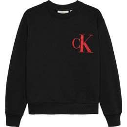 Jungen Sweatshirt "BACK GRAPHIC TERRY CN", schwarz, Gr. 4, Calvin Klein Jeans, unifarben, Sweatware, Obermaterial: 100% Baumwolle, Sweatshirts, f&uuml;r