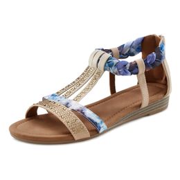 Lascana Damen Sandale "Sommerschuh, Sandalette", Gr. 42, blau, Obermaterial: 50% Lederimitat, 50% Textilmaterial. Decksohle: 100% Lederimitat.