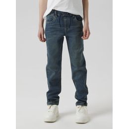 Slim-fit-Jeans name it "NKMRYAN SLIM SWE JEANS 5225-TH NOOS", Jungen, Gr. 104, N-Gr, blau (vintage dunkelblau denim), Denim/Jeans, Obermaterial: 70% Baumwolle, 27% Polyester, 3% Elasthan, unifarben, slim fit knöchellang, Jeans