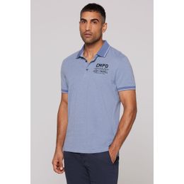 Poloshirt CMPD, Herren, Gr. 4XL, blau (vintage blau melange), Material: 100% Baumwolle, bestickt, figurbetont normal, eingesetzt B&uuml;ndchen, Shirts, mit Seitenschlitze und l&auml;ngerer R&uuml;ckenpartie