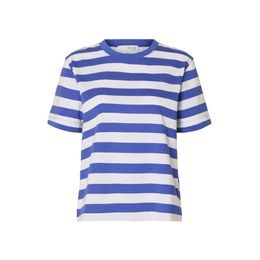 Selected T-Shirt 'SLFESSENTIAL' Damen Gr&ouml;&szlig;e L blau / wei&szlig;