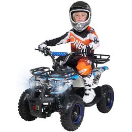 Actionbikes Motors Elektro-Kinderquad Torino, 1000 Watt, Pocket-Quad mit Scheibenbremsen, 24 km/h, 3 x 12-Volt-Batterie (Blau Polo)