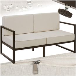 TecTake&reg; Garten-Loungesofa, Dicke des Sitzpolsters 14 cm, pulverbeschichtetes Stahlgestell, 142 x 78 x 85 cm