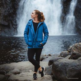 LANDS' END Isolierte Baumwoll-Wachsjacke, Damen,  Blau, Baumwolle/Nylon, by Lands' End