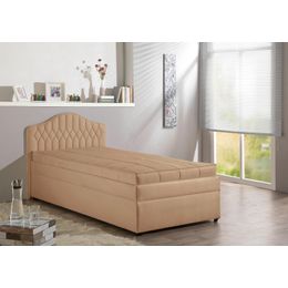 Polsterbett Maintal, braun (karamell), B:110cm, Betten